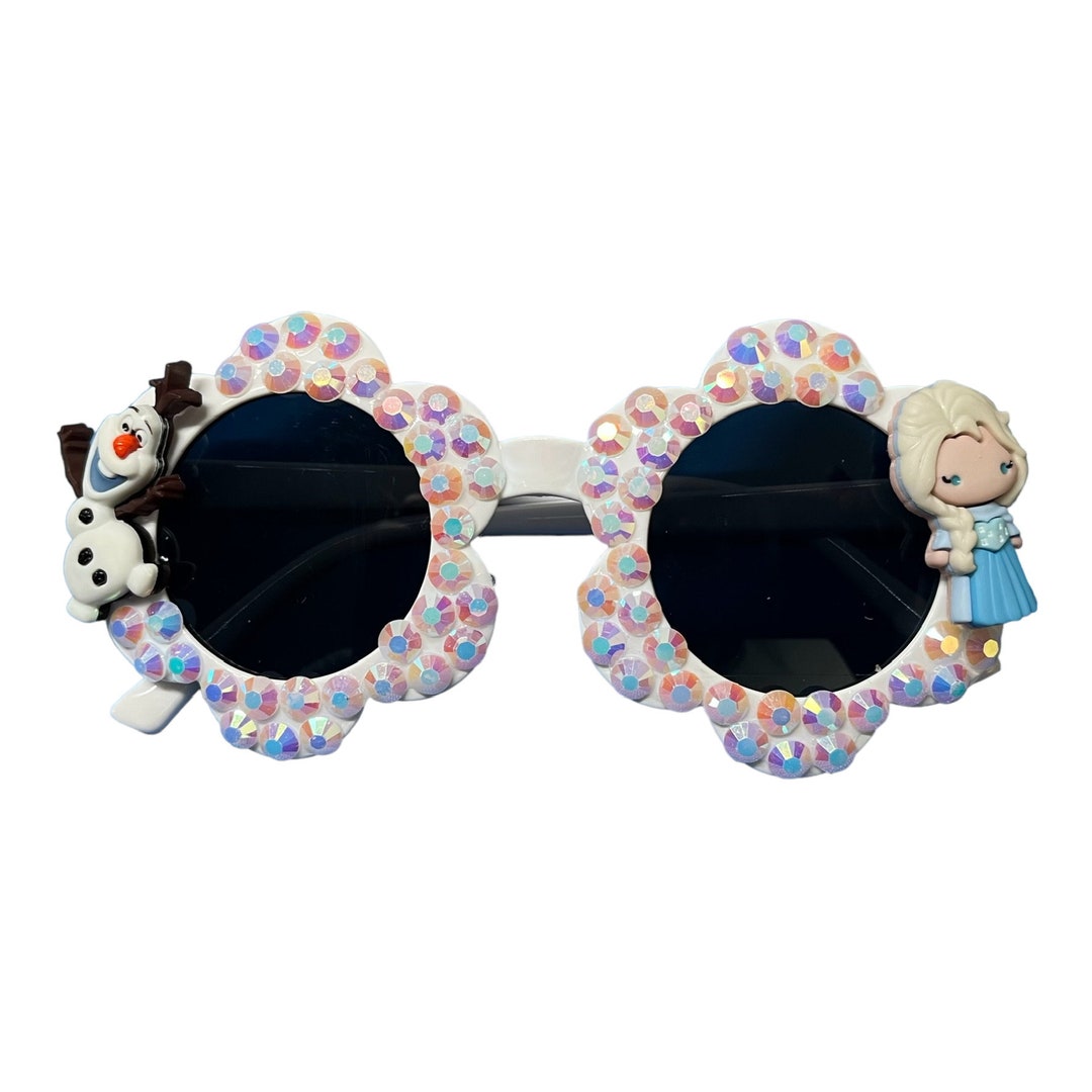 Custom Frozen Elsa Olaf Blinged Flower Sunglasses Custom Little Girl ...