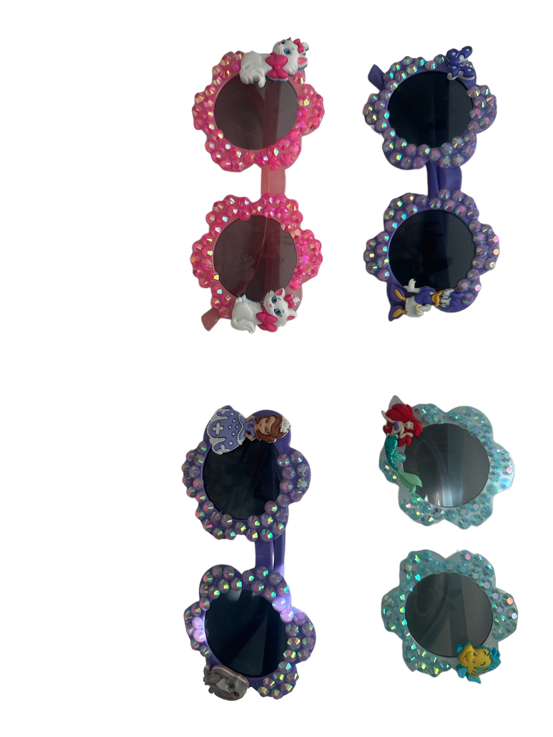 Ariel Daisy Marie Sofia Characters Princess Set of 4 Blinged Sunglasses ...