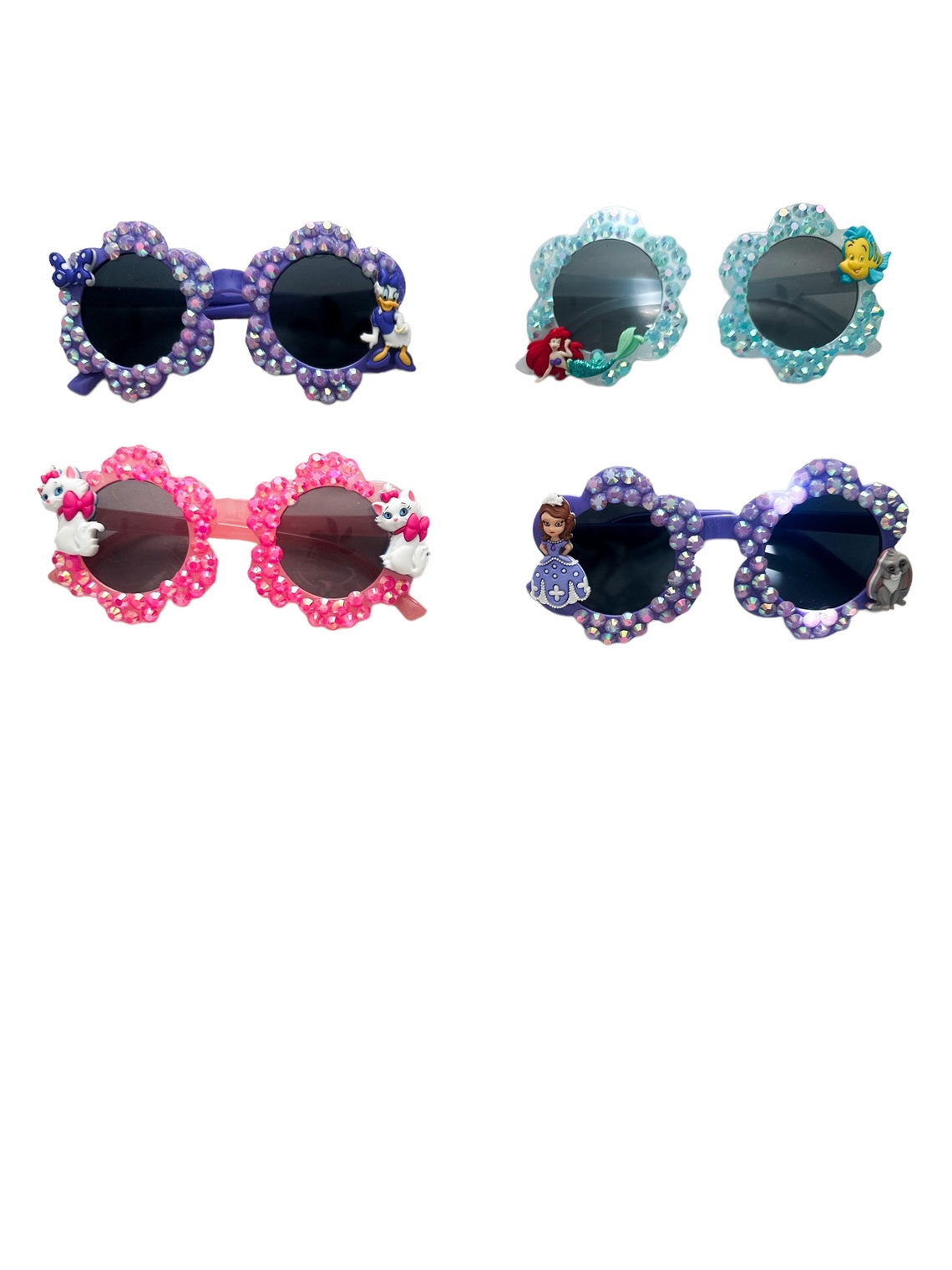 Ariel Daisy Marie Sofia Characters Princess Set of 4 Blinged Sunglasses ...