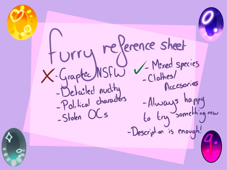 Furry Original Character Reference Sheet Made to Order - Etsy