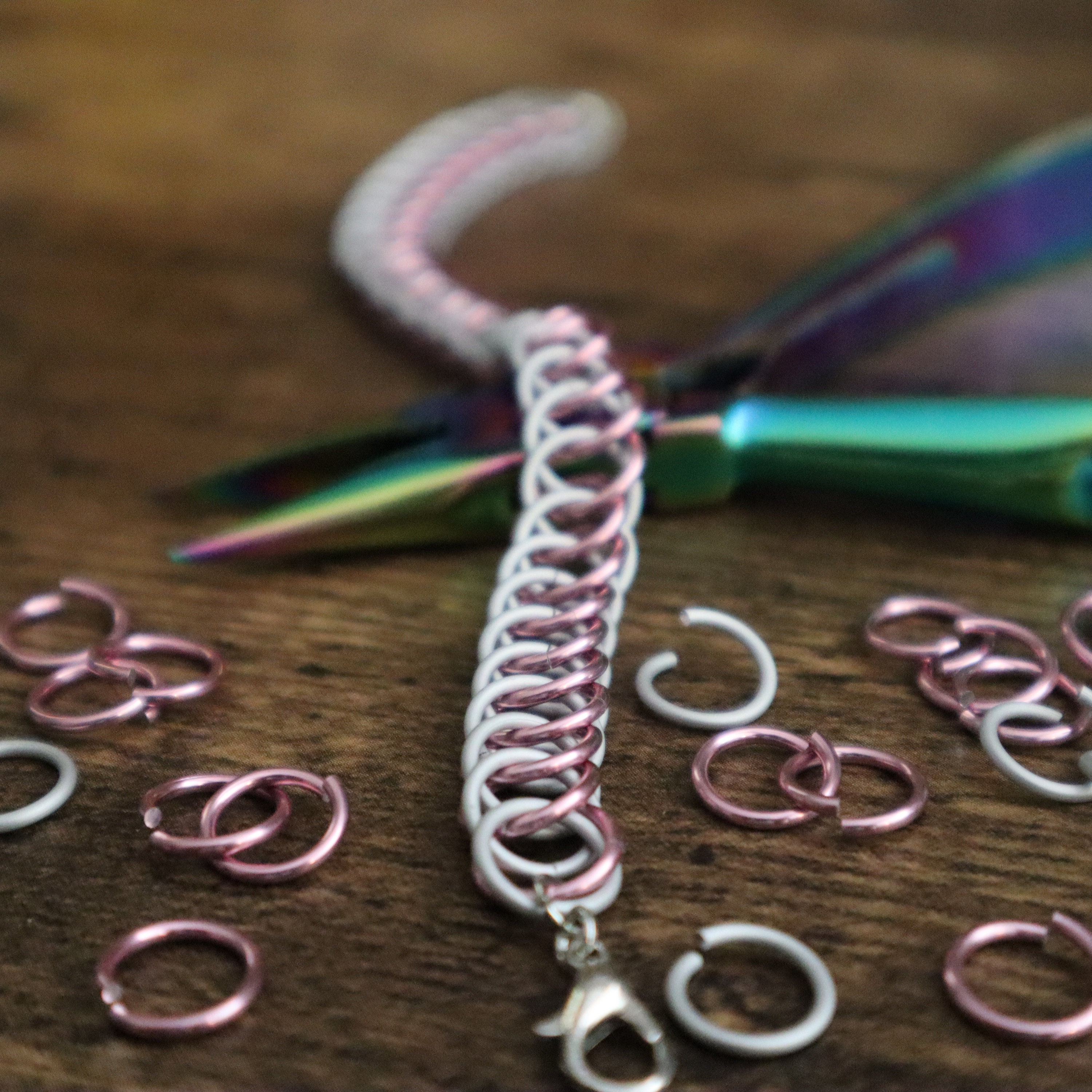 Chain Mail Bracelet Pink/ Ice Anodized Aluminum Jump Rings Handmade ...
