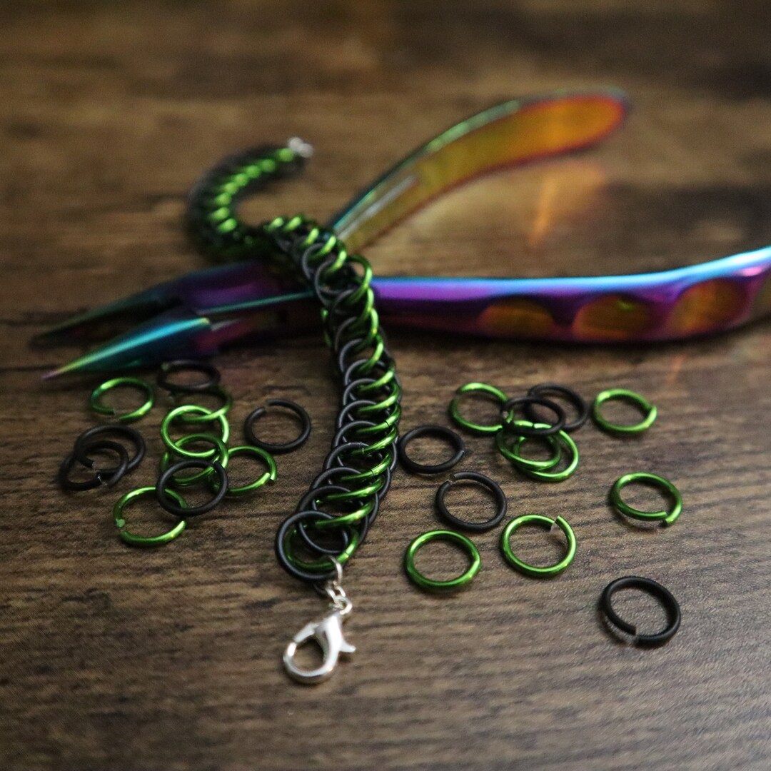 Chain Mail Bracelet Slime Green/ Matte Black Anodized Aluminum Jump ...