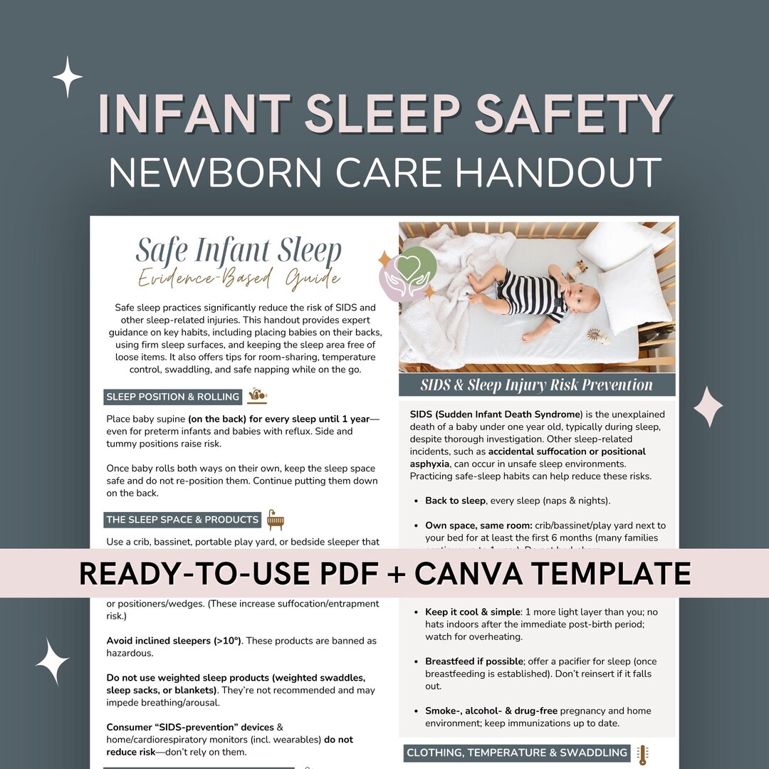 Infant Safe Sleep Guide: SIDS Prevention Handout (canva Editable, PDF ...