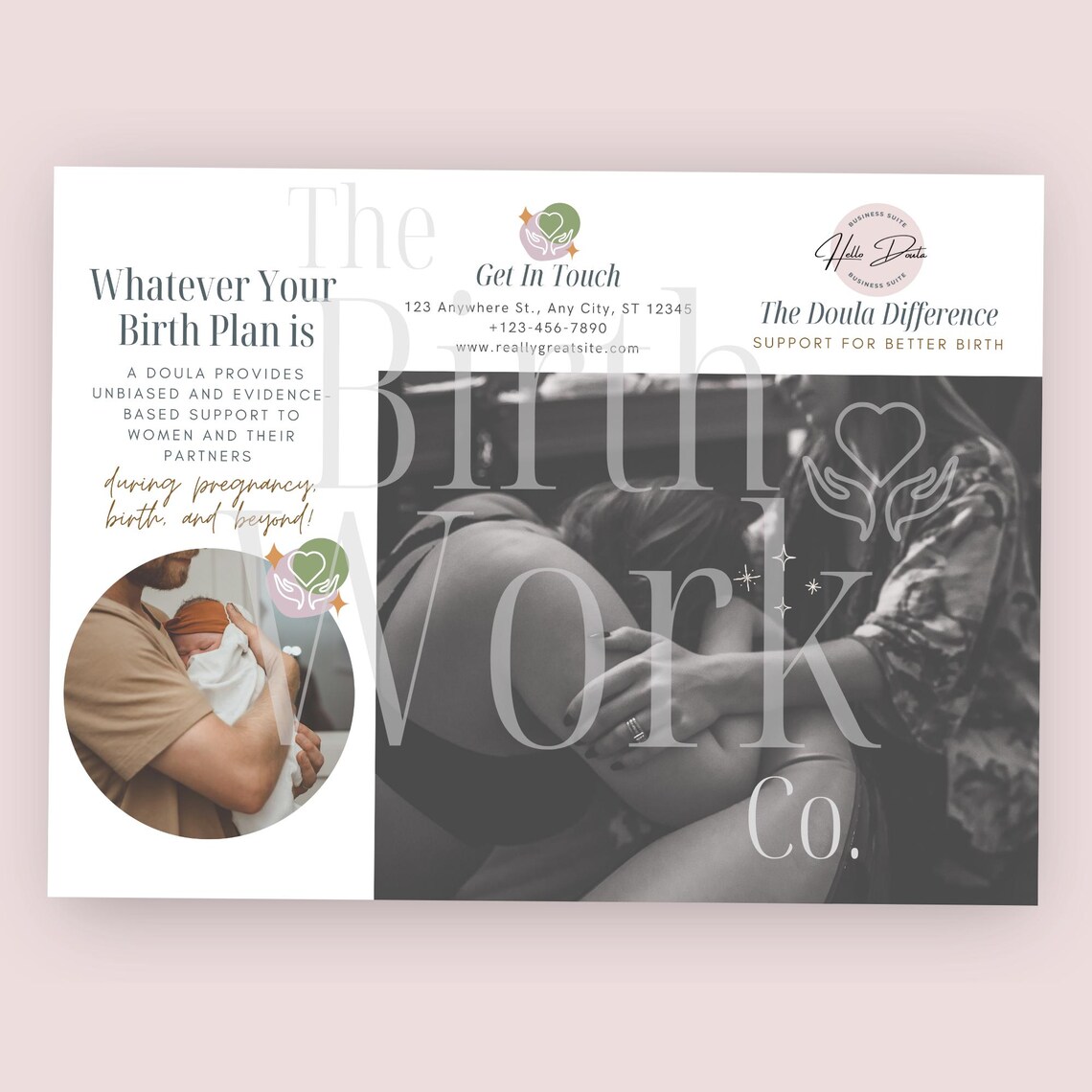 Birth Doula Tri-fold Brochure Template | Editable Canva Marketing ...