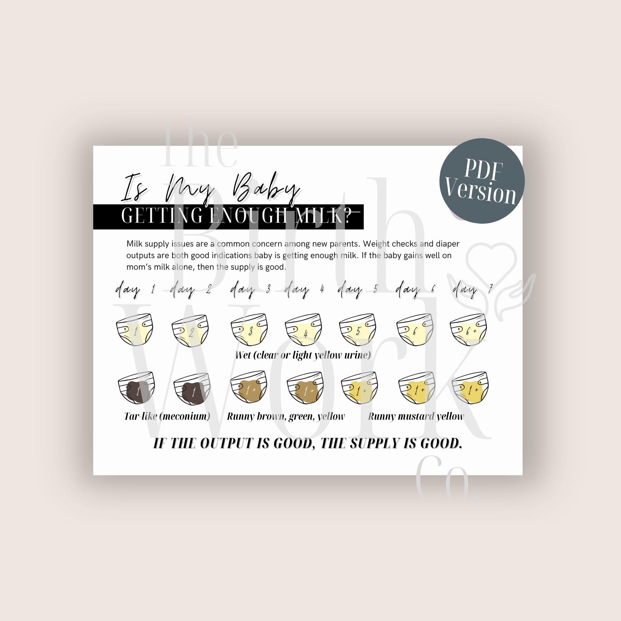 Breastfeeding Newborn Diaper Output Reference Guide Canva Template and ...