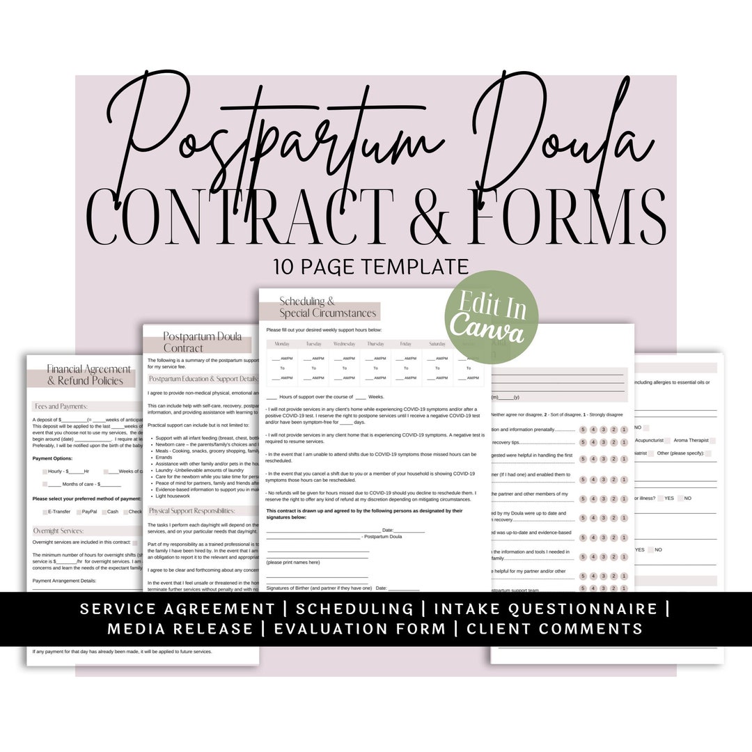Postpartum Doula Contract Postpartum Doula Client Intake Forms ...