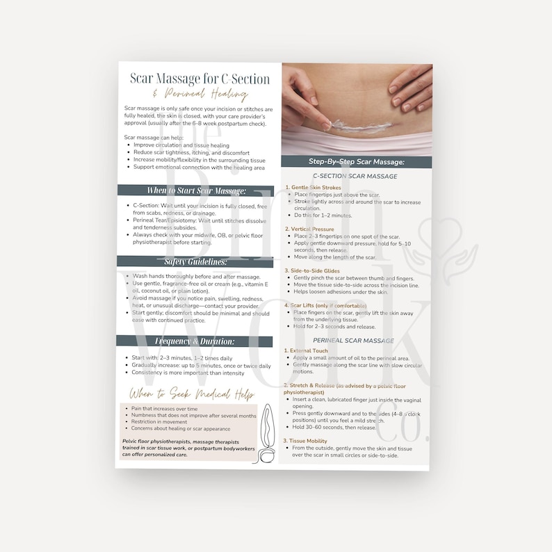 Scar Massage Instructions Handout | Gentle Postpartum Healing Guide ...