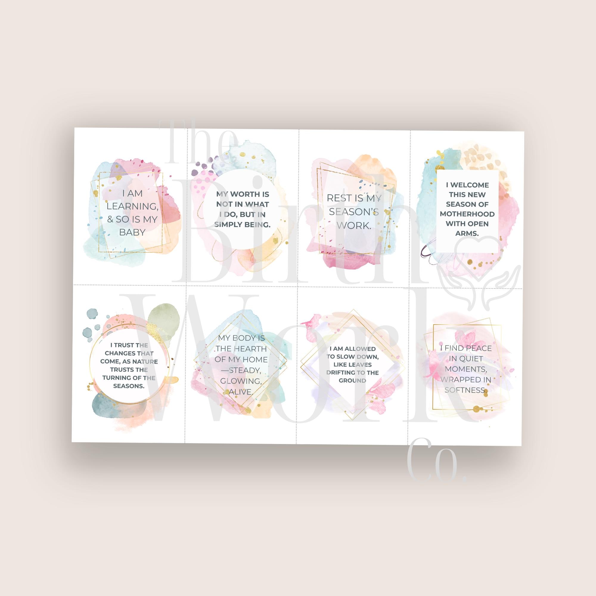 Postpartum Affirmation Cards Printable | Gentle Emotional Support ...