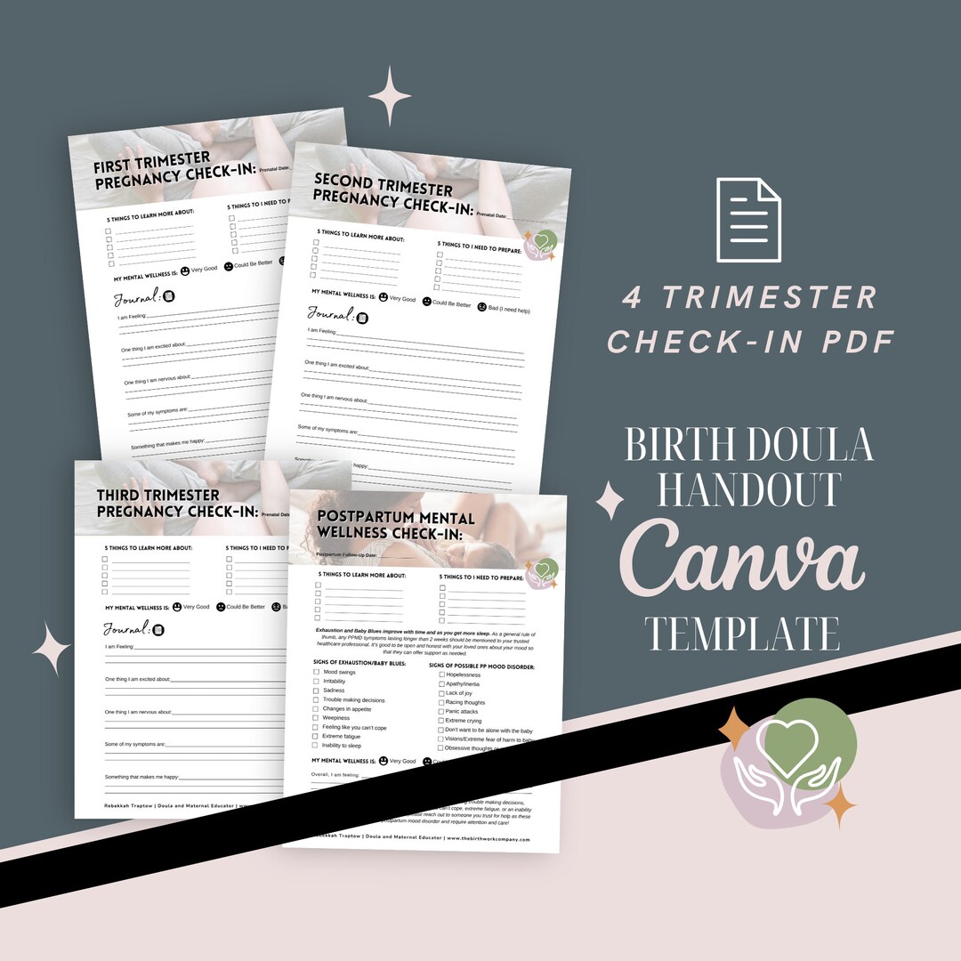 Pregnancy Check-in Activity Sheets Bundle Canva Templates and Printable ...