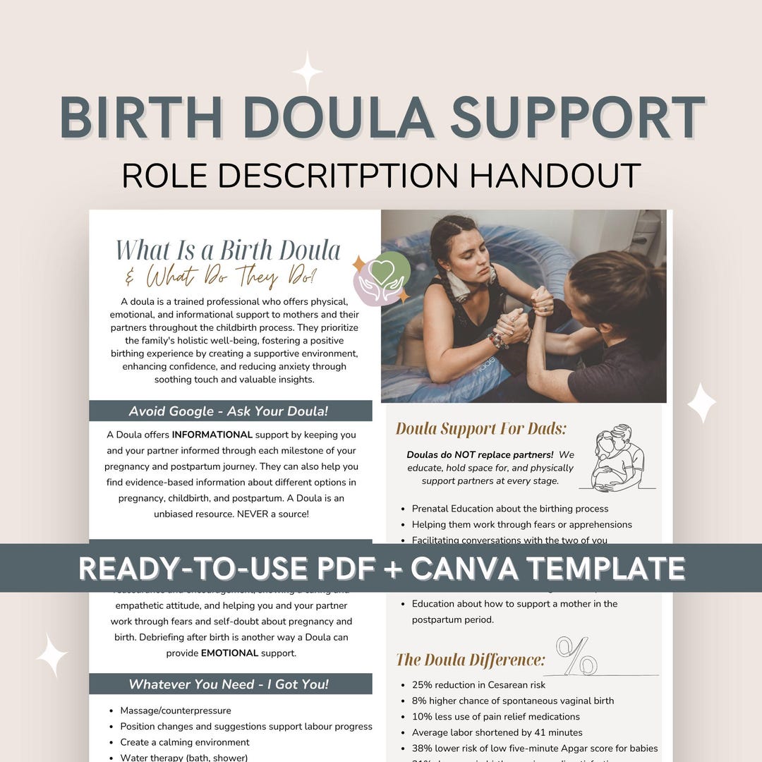Birth Doula Role Description Handout | Clear Overview of Support, Scope ...
