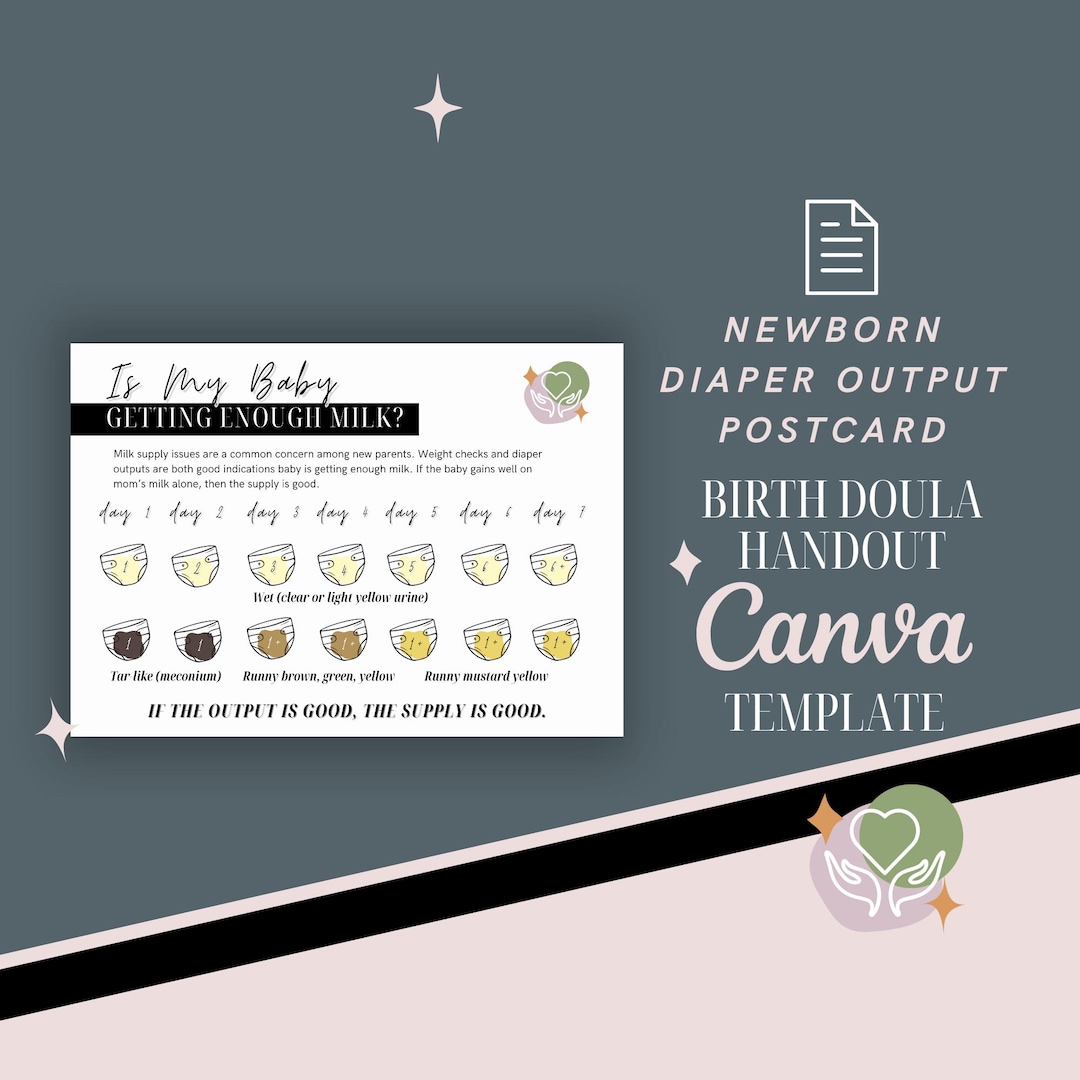Breastfeeding Newborn Diaper Output Reference Guide Canva Template and ...