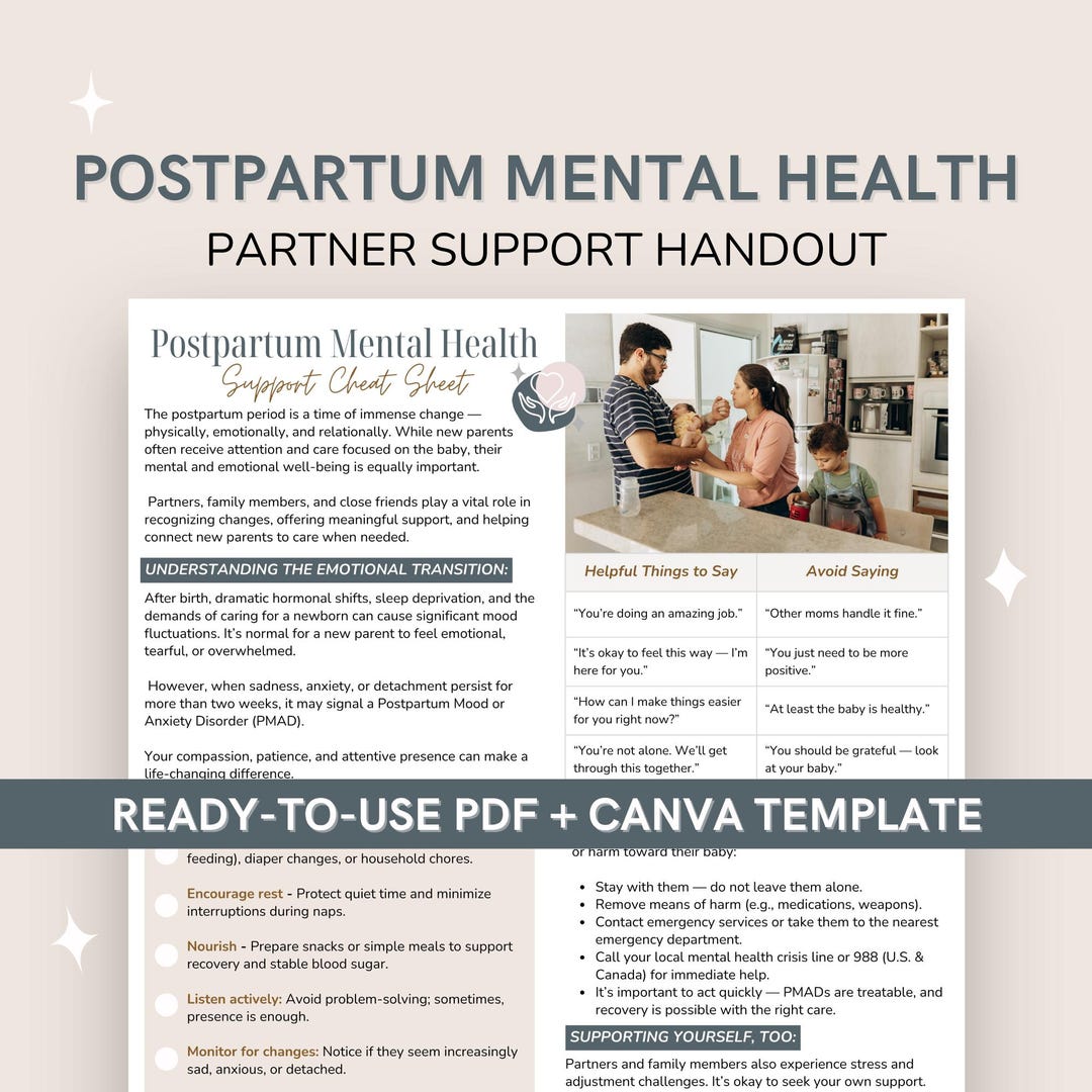 Partner & Family Support Handout | Postpartum Mental Health Education ...