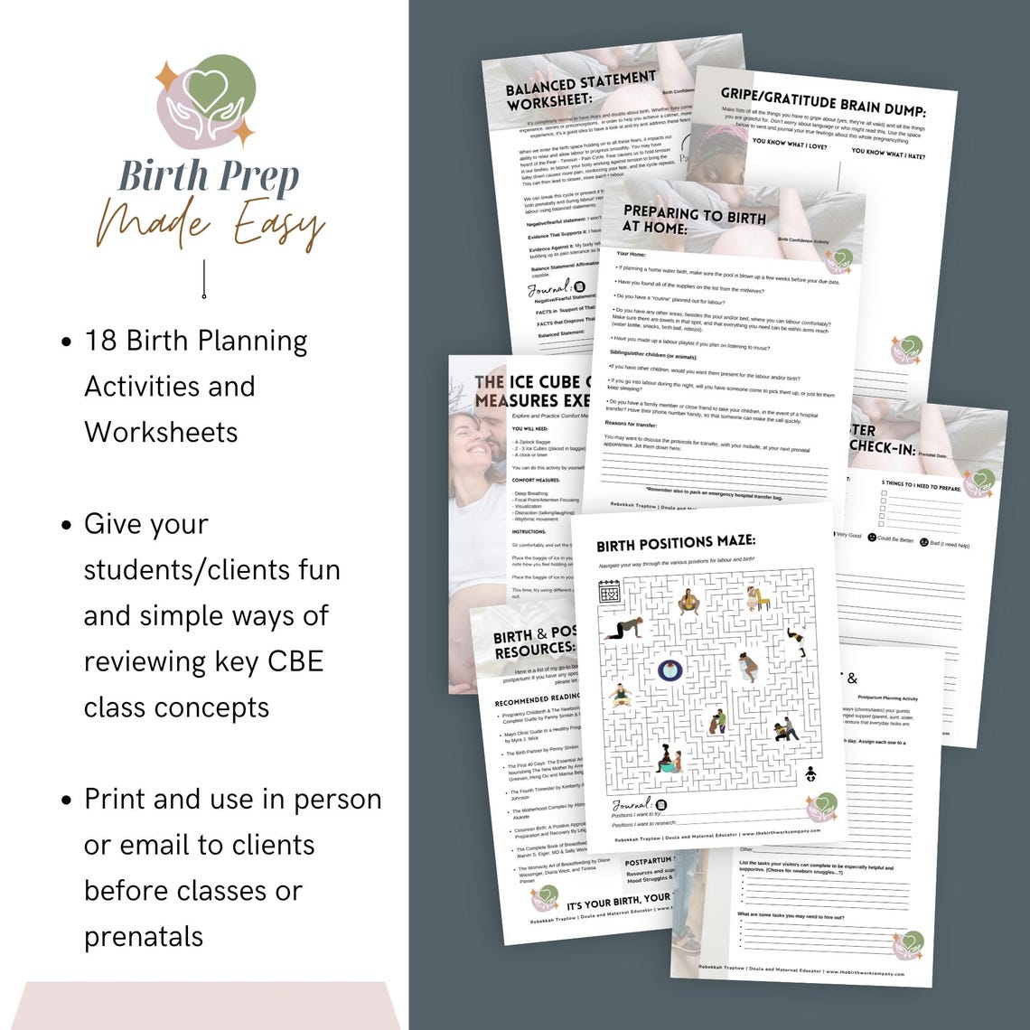 Birth Education Handouts & Prenatal Meeting Outlines Bundle - Etsy