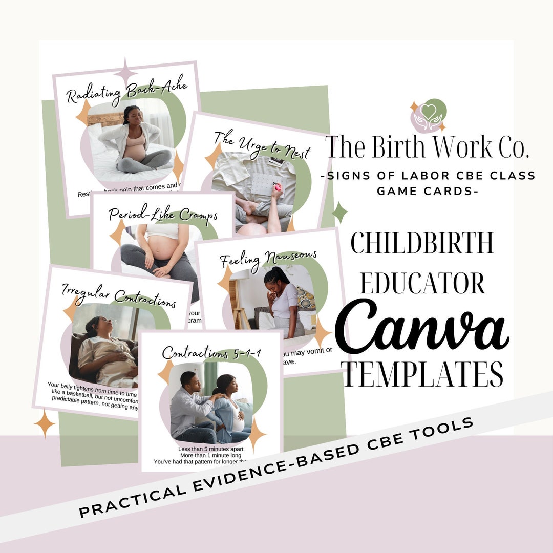 Signs of Labour Birth Class Game Flash Cards Handout Birth and ...