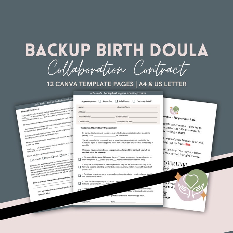 Backup Doula Contract – Canva Template & Printable Pdfs – Editable ...