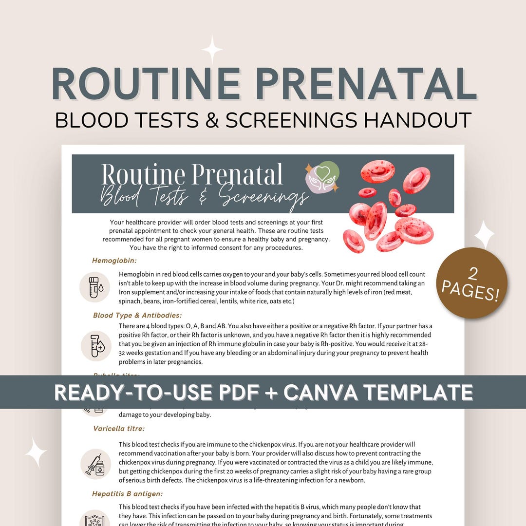 Prenatal Blood Tests and Screenings Handout | Understanding Common ...