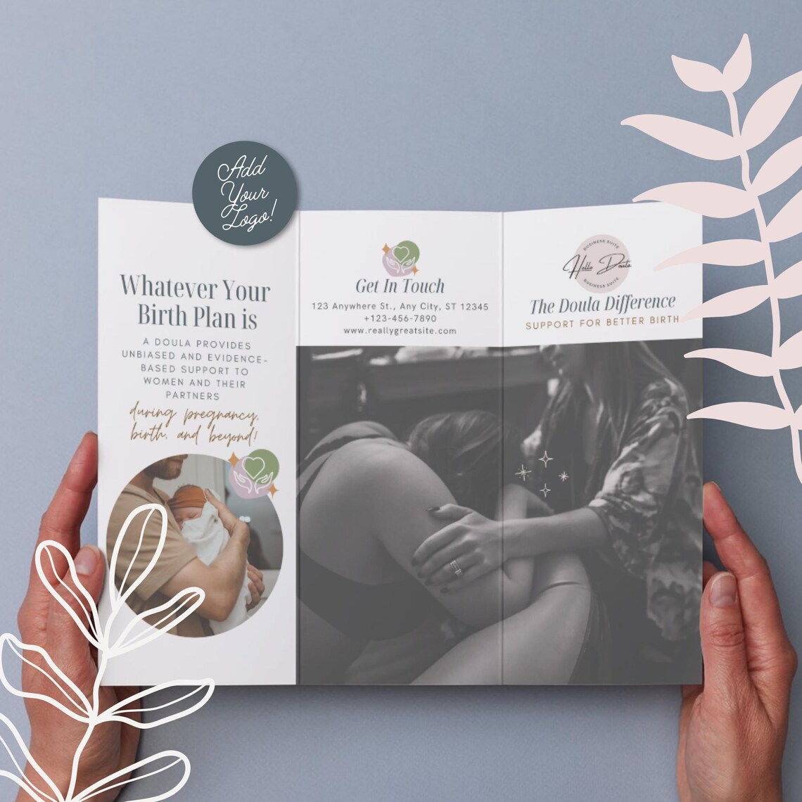 Birth Doula Tri-fold Brochure Template | Editable Canva Marketing ...