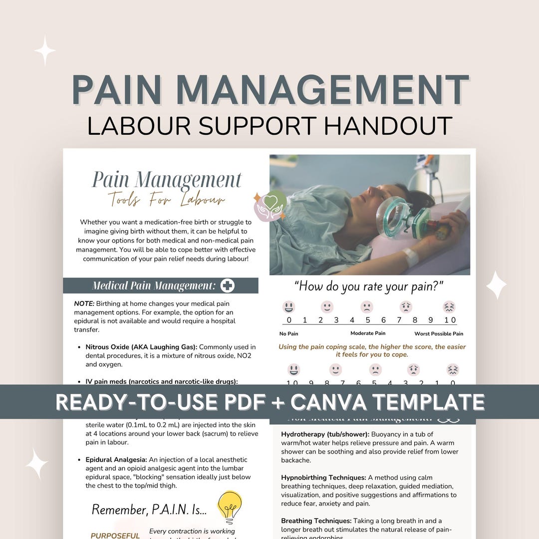 Labor Pain Management Handout | Comfort Options, Coping Tools and ...