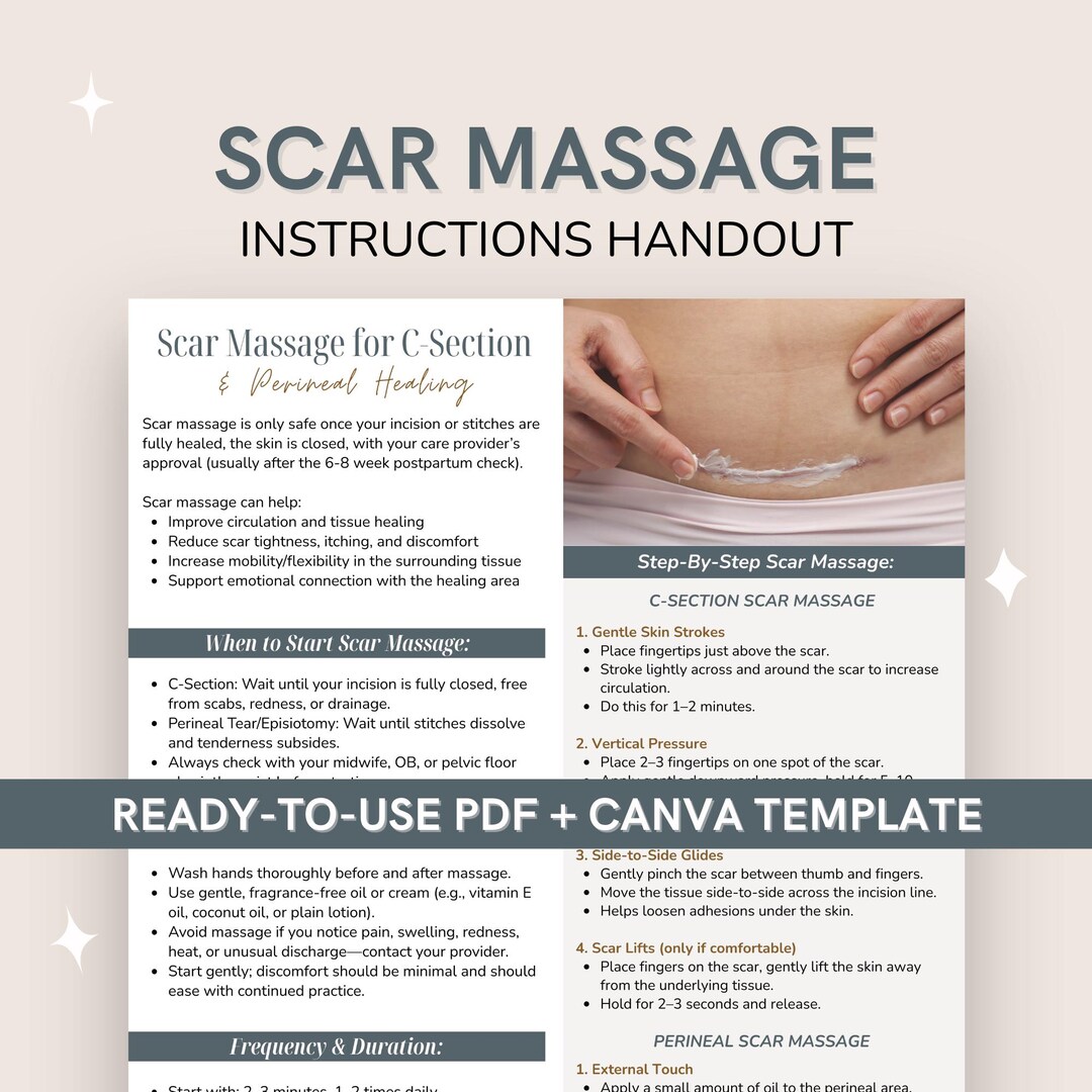 Scar Massage Instructions Handout | Gentle Postpartum Healing Guide ...