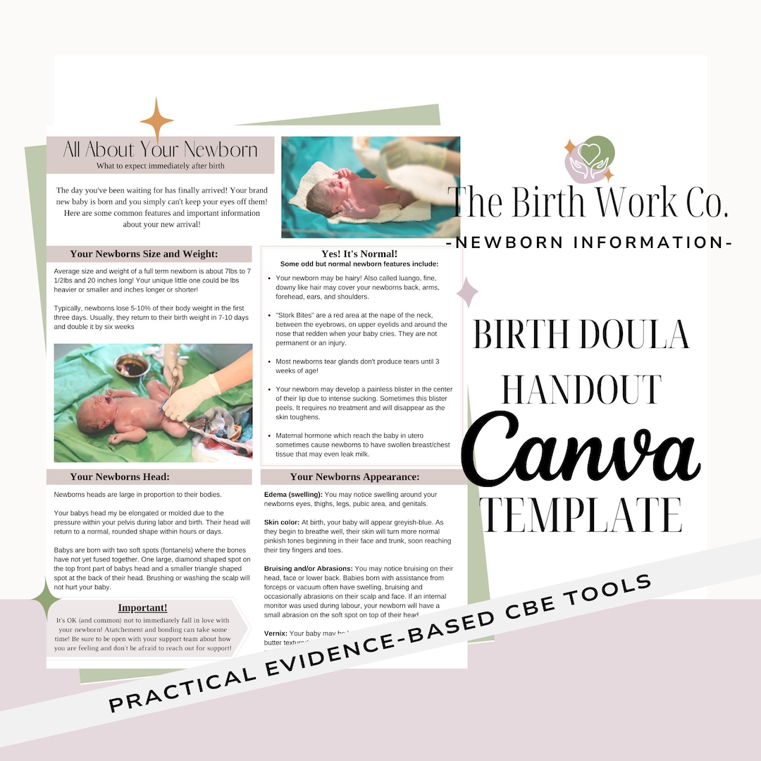 Newborn Information Birth Doula Handouts Childbirth Education Doula ...