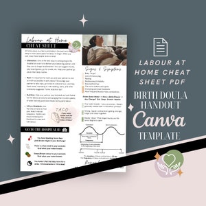 Labor Cheat Sheet Handout Birth and Postpartum Doula Business Canva ...