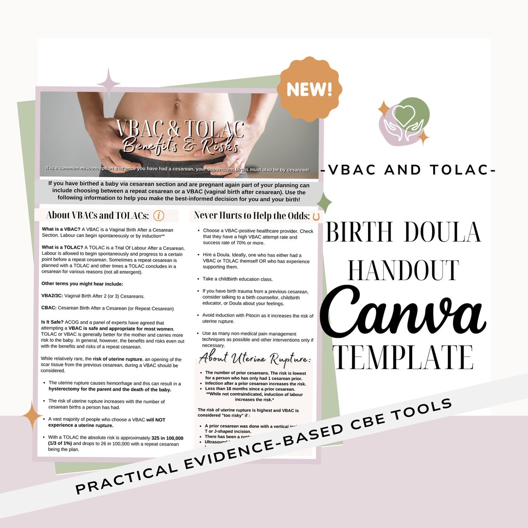 Información VBAC y TOLAC / Folletos de doula de nacimiento / Educación ...