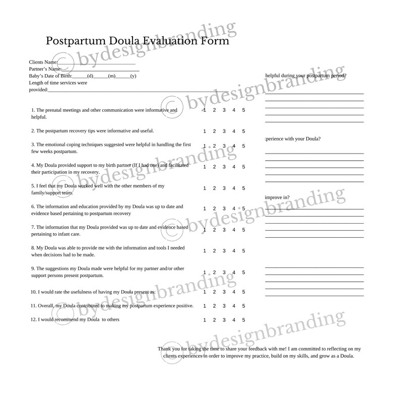 Doula Intake Form Template