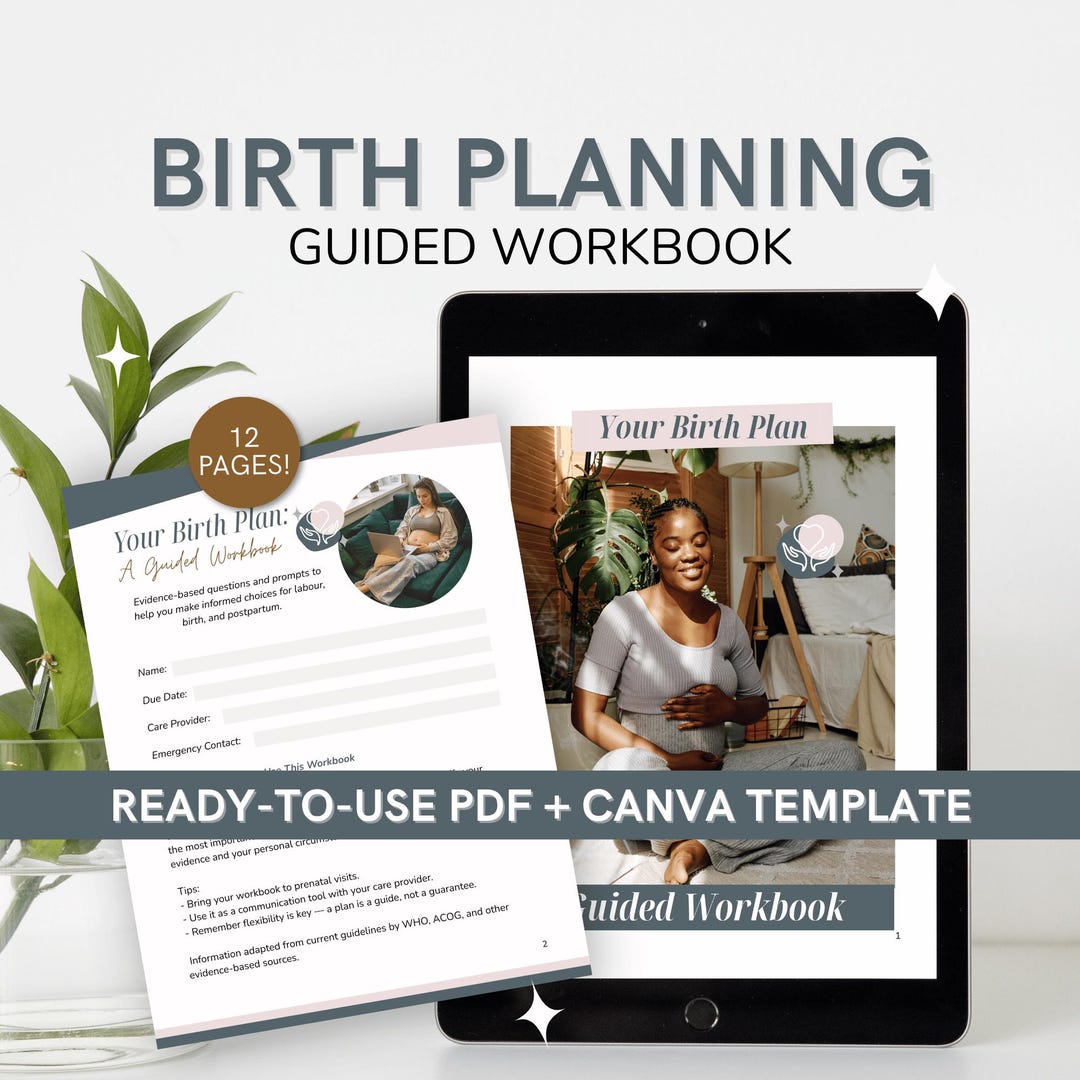 Editable Birth Plan Workbook: Canva Template + PDF - Evidence-based ...