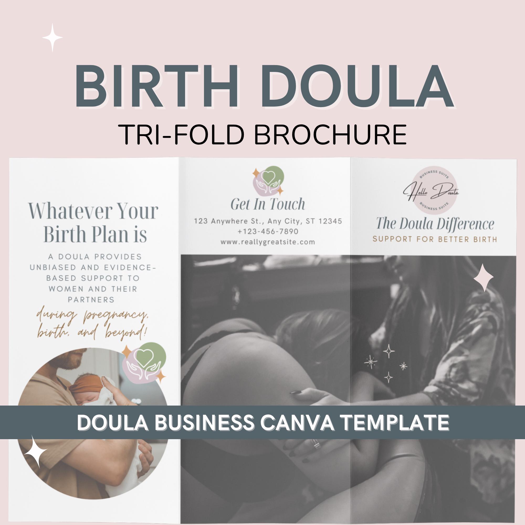 Birth Doula Tri-fold Brochure Template | Editable Canva Marketing ...