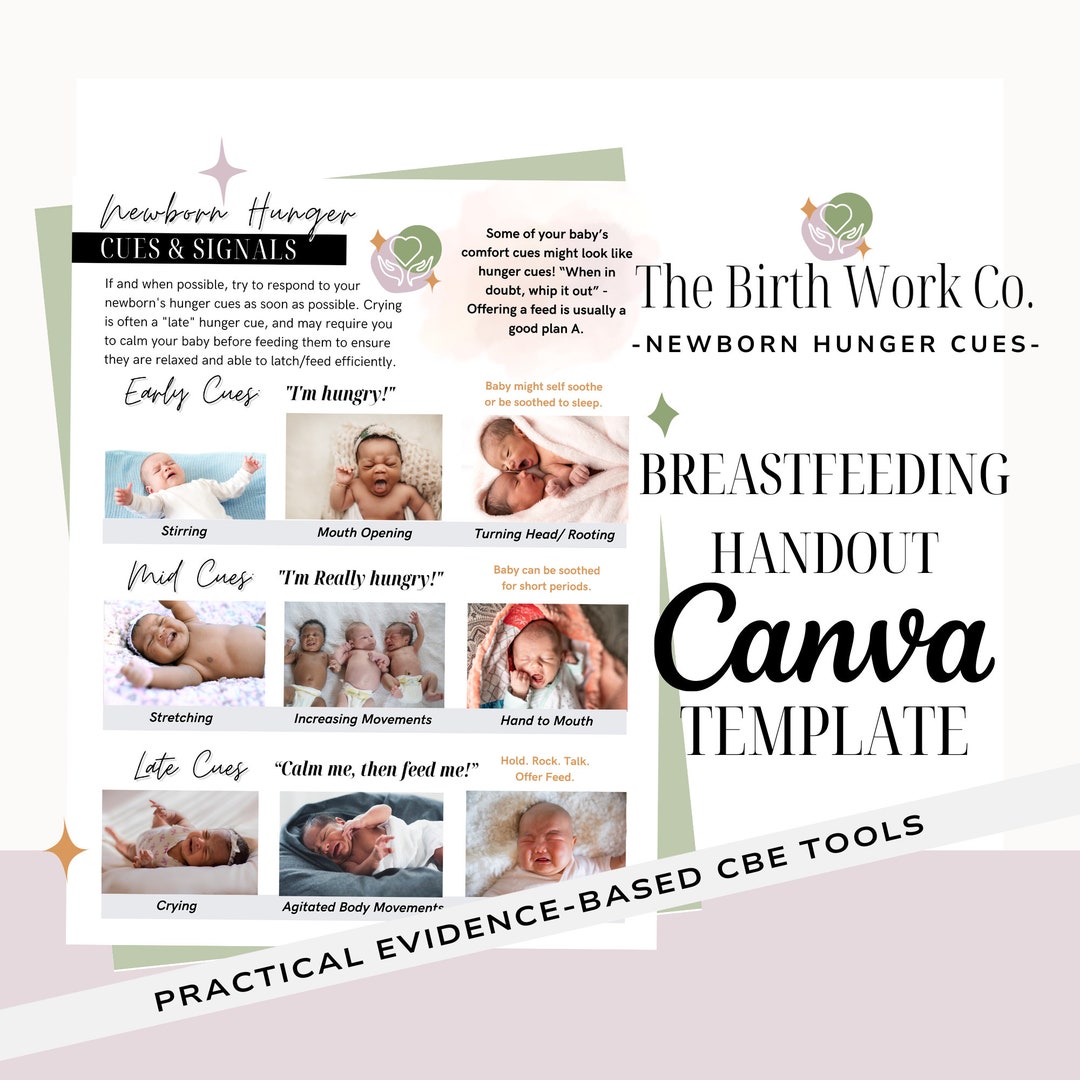 Newborn Hunger Cues Breastfeeding Handout Postpartum Doula Handouts ...
