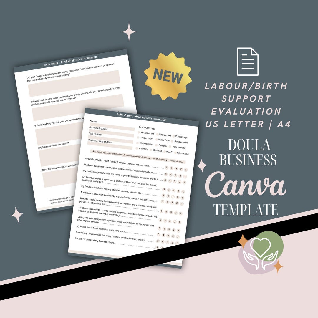 Birth Services Evaluation Form | Canva Template | Doula Client Feedback ...