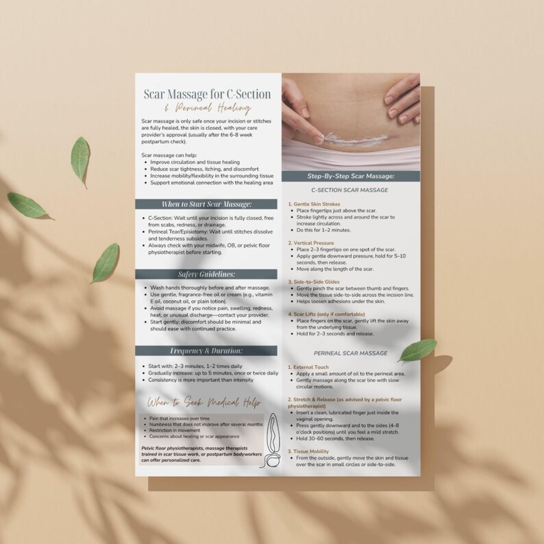 Scar Massage Instructions Handout | Gentle Education for Postpartum ...