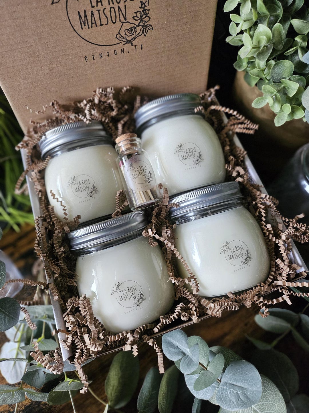 Candle Gift Set: Four Soy Candles + Matches - Handmade in Texas - Etsy