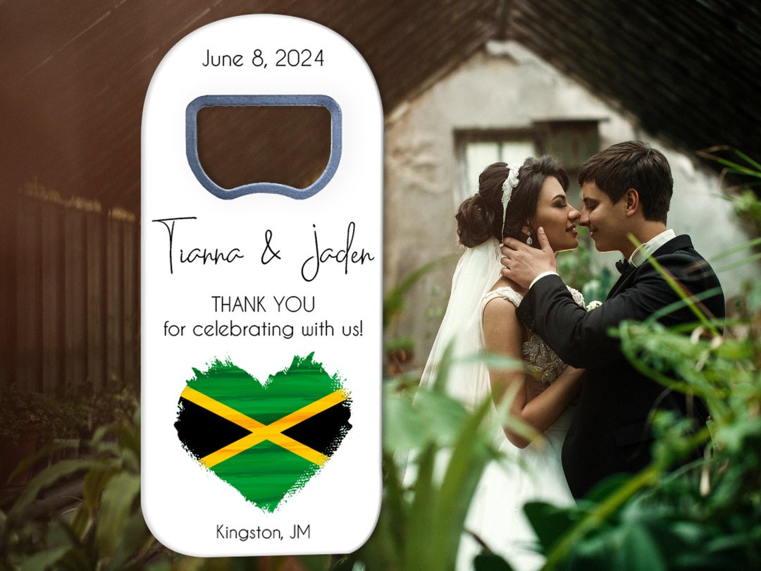 Jamaica Themed Wedding Magnet Favors | Jamaican Bottle Opener Save the ...