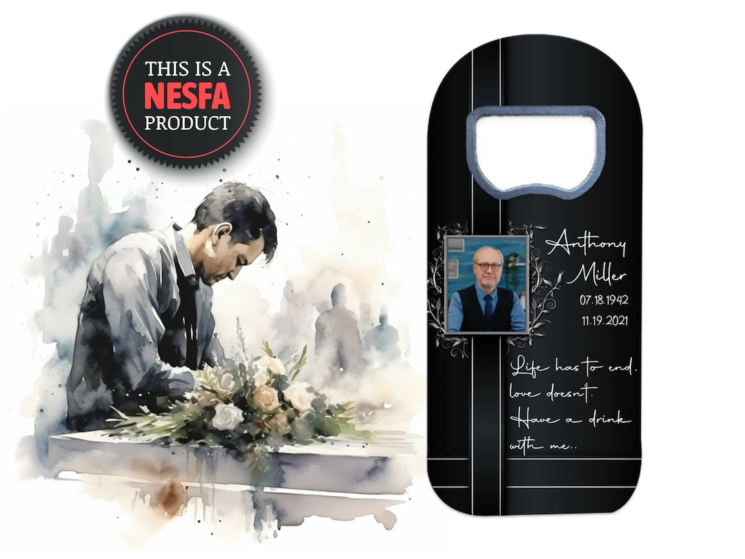 Funeral Favor Magnets • Customizable Condolence Gift Bottle Openers ...