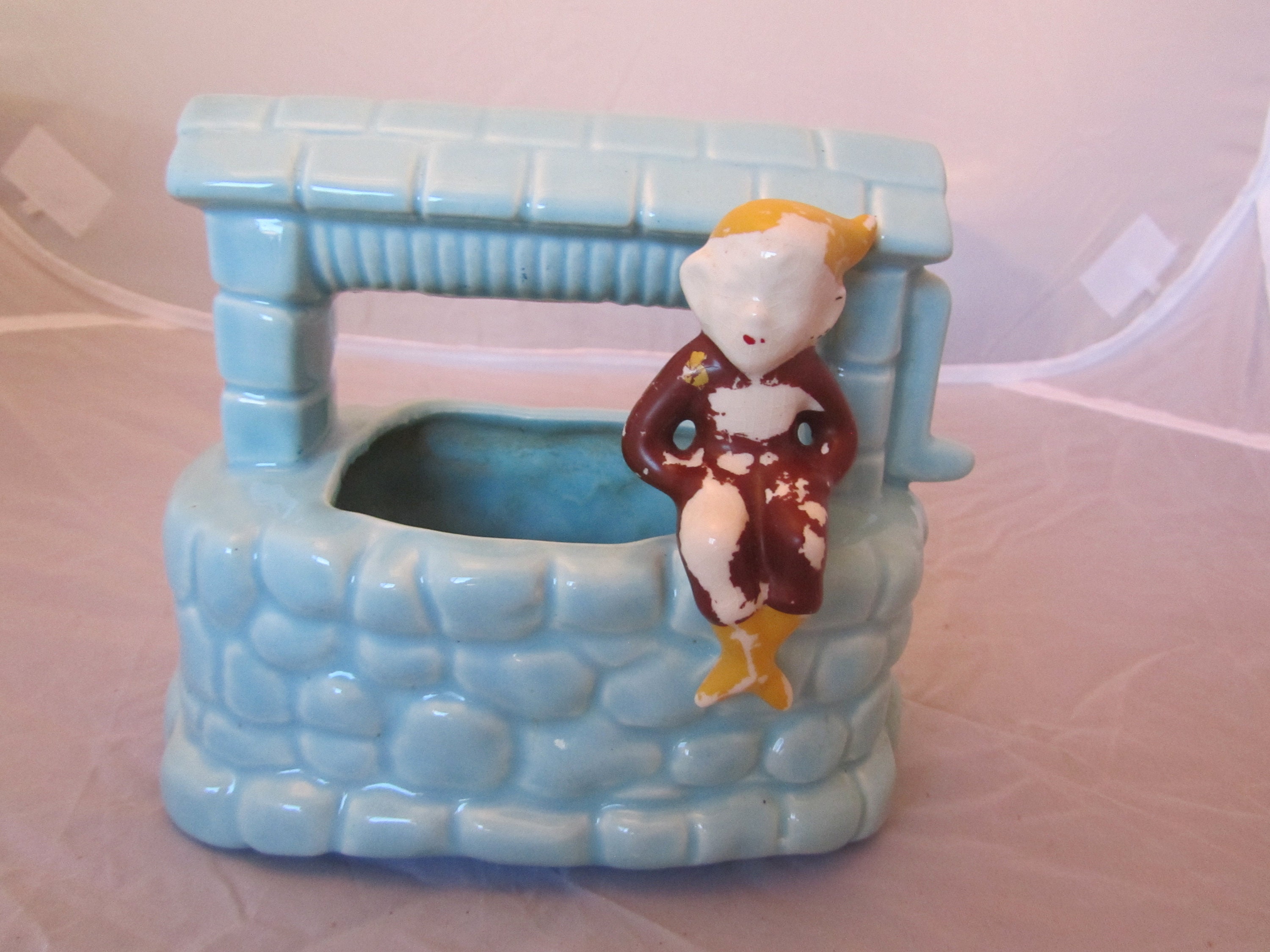 Blue Wishing Well With Elf Planter | Etsy