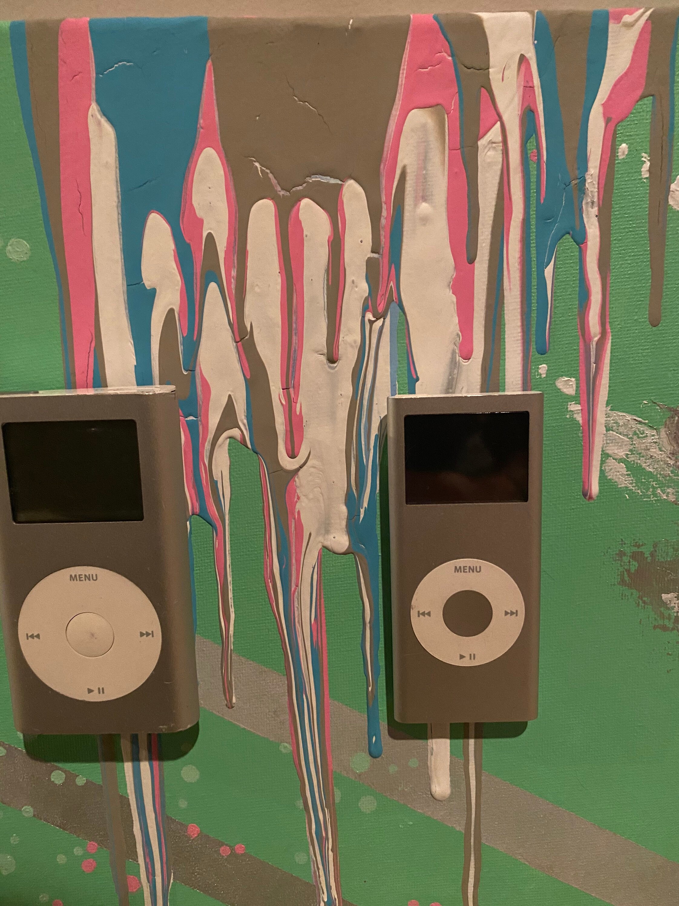 Apple Ipod Timeline Display with Hand-painted Acrylic Background - Etsy