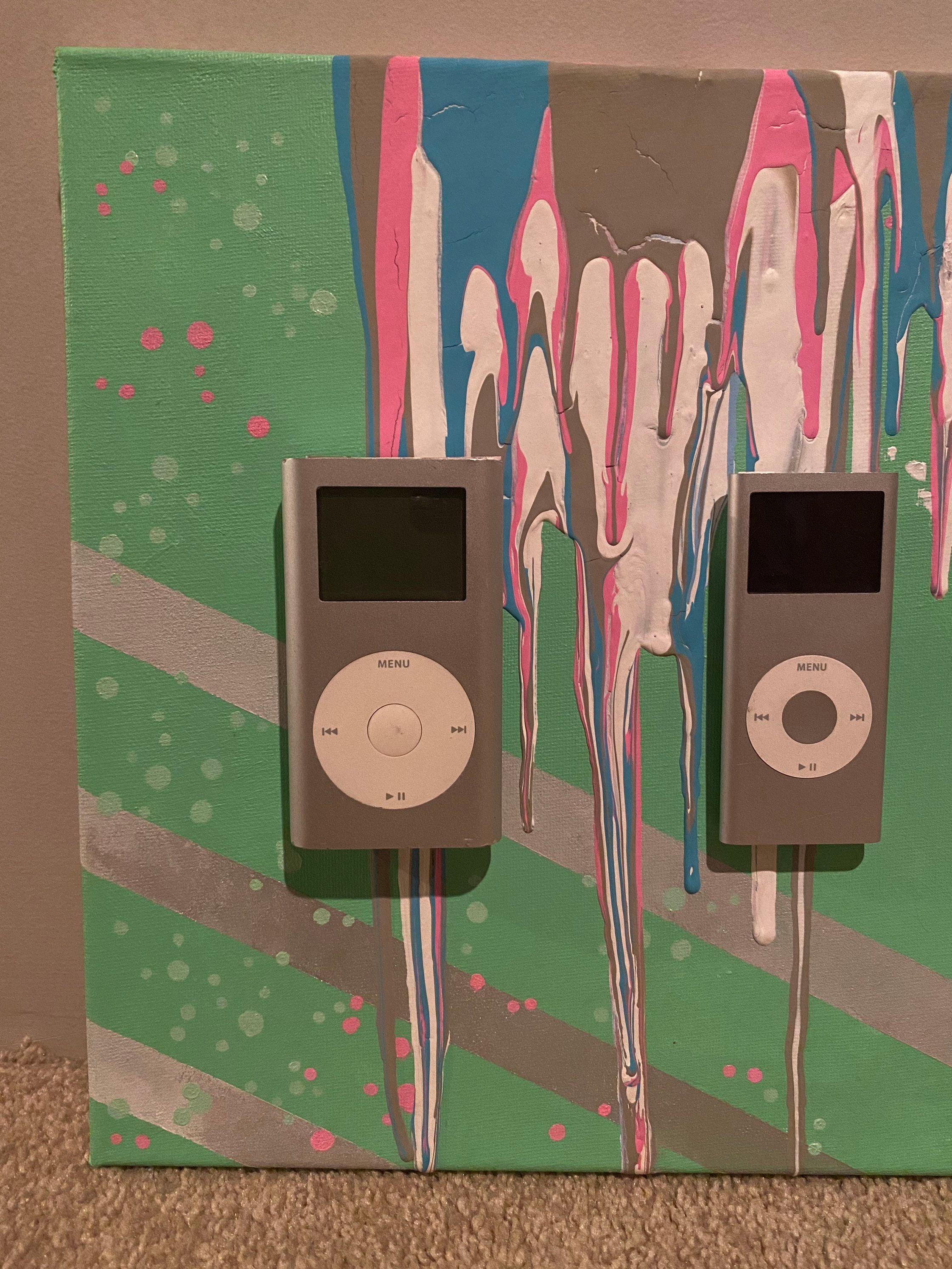 Apple Ipod Timeline Display with Hand-painted Acrylic Background - Etsy