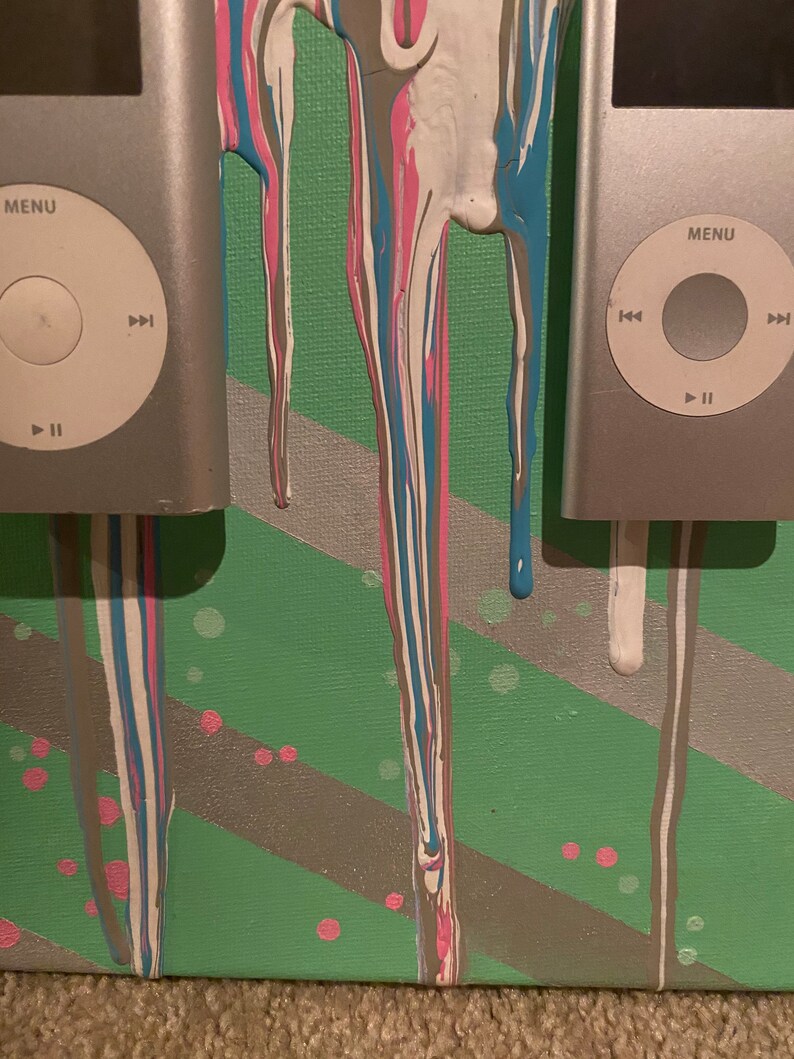 Apple Ipod Timeline Display with Hand-painted Acrylic Background - Etsy