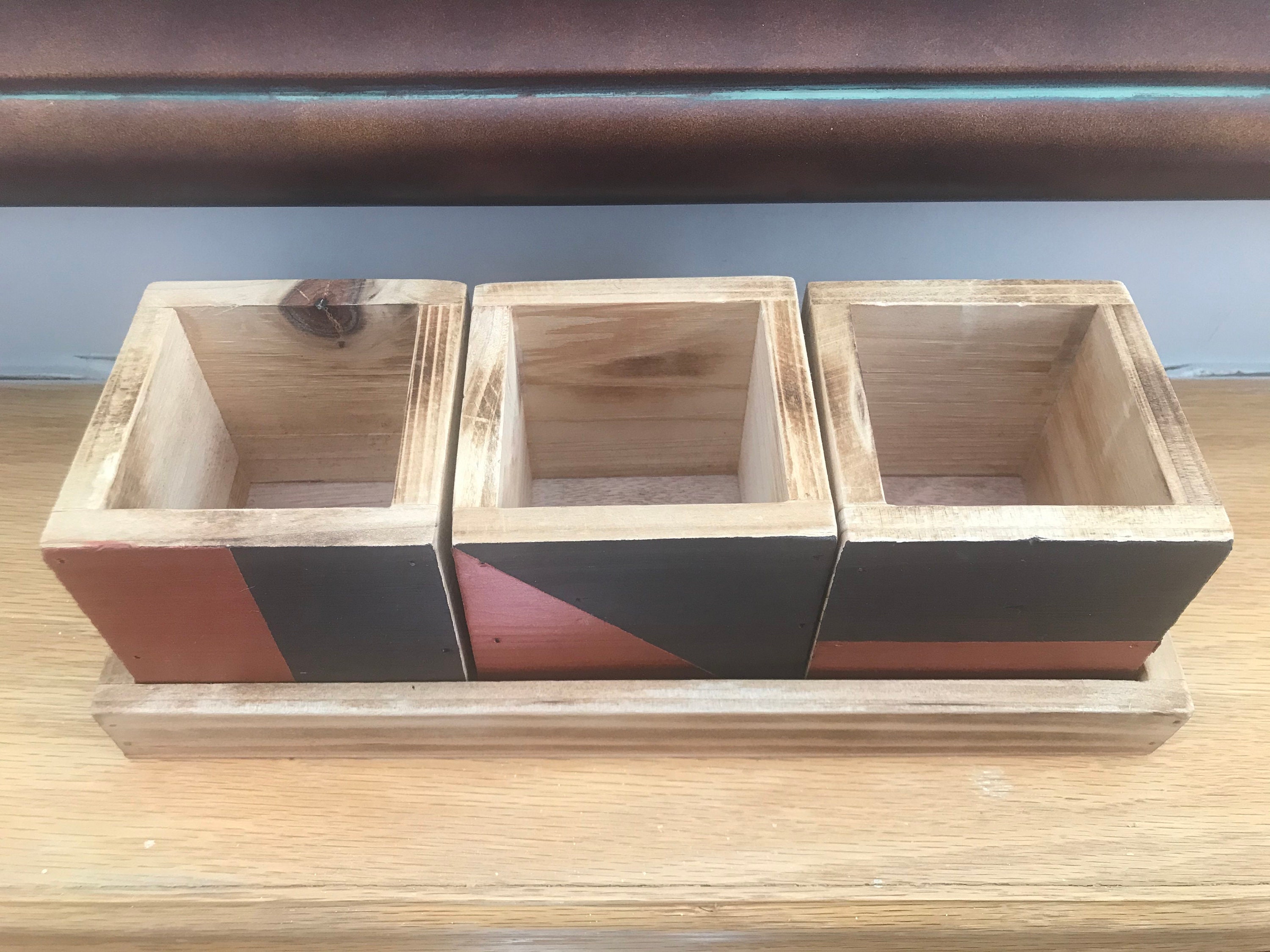 Hand-painted Indoor Wood Planter Boxes With Rose Gold Accents - Etsy