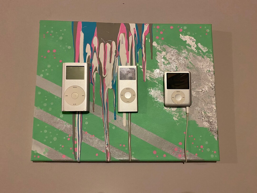 Apple Ipod Timeline Display with Hand-painted Acrylic Background - Etsy