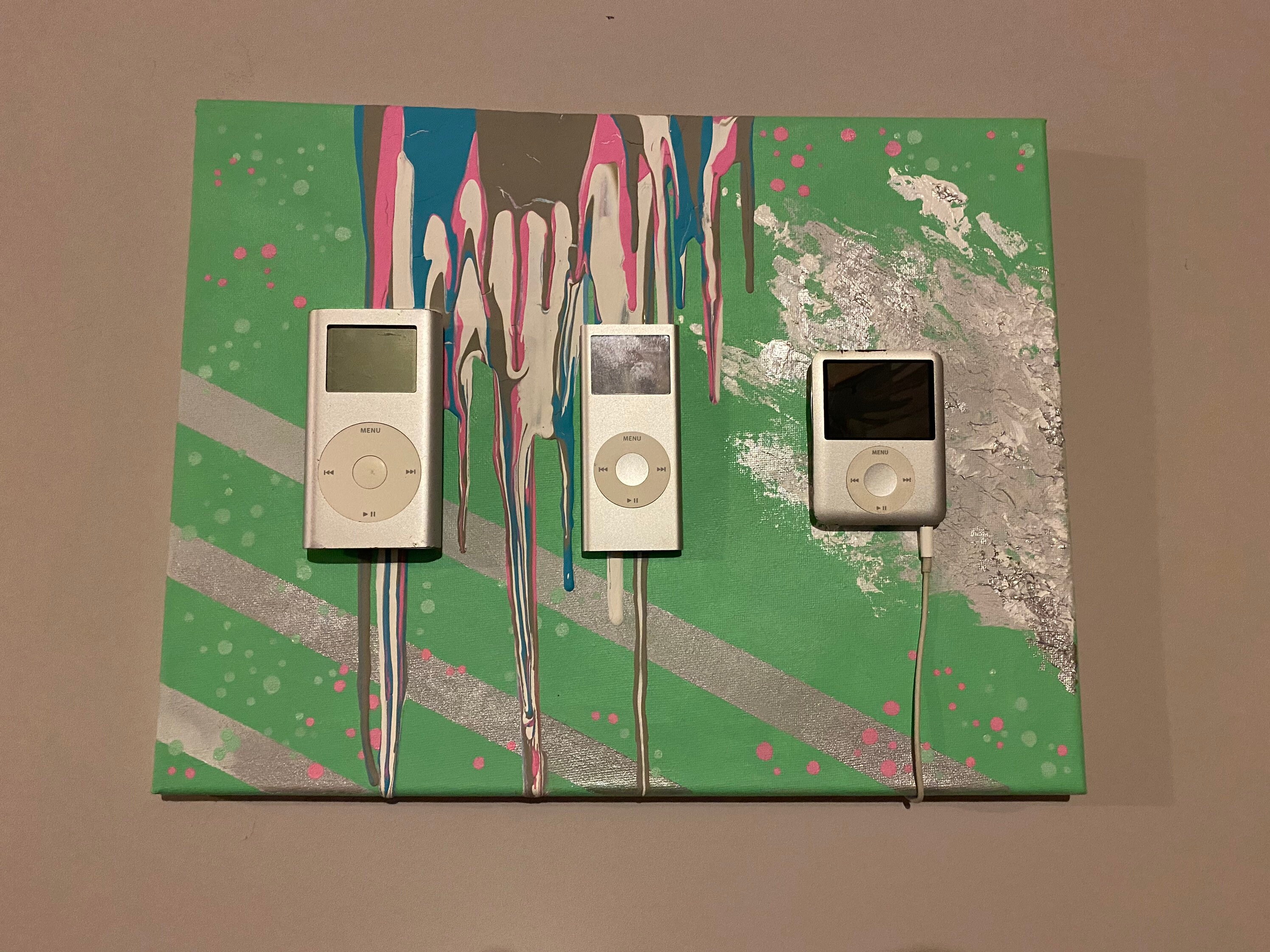 Apple Ipod Timeline Display with Hand-painted Acrylic Background - Etsy