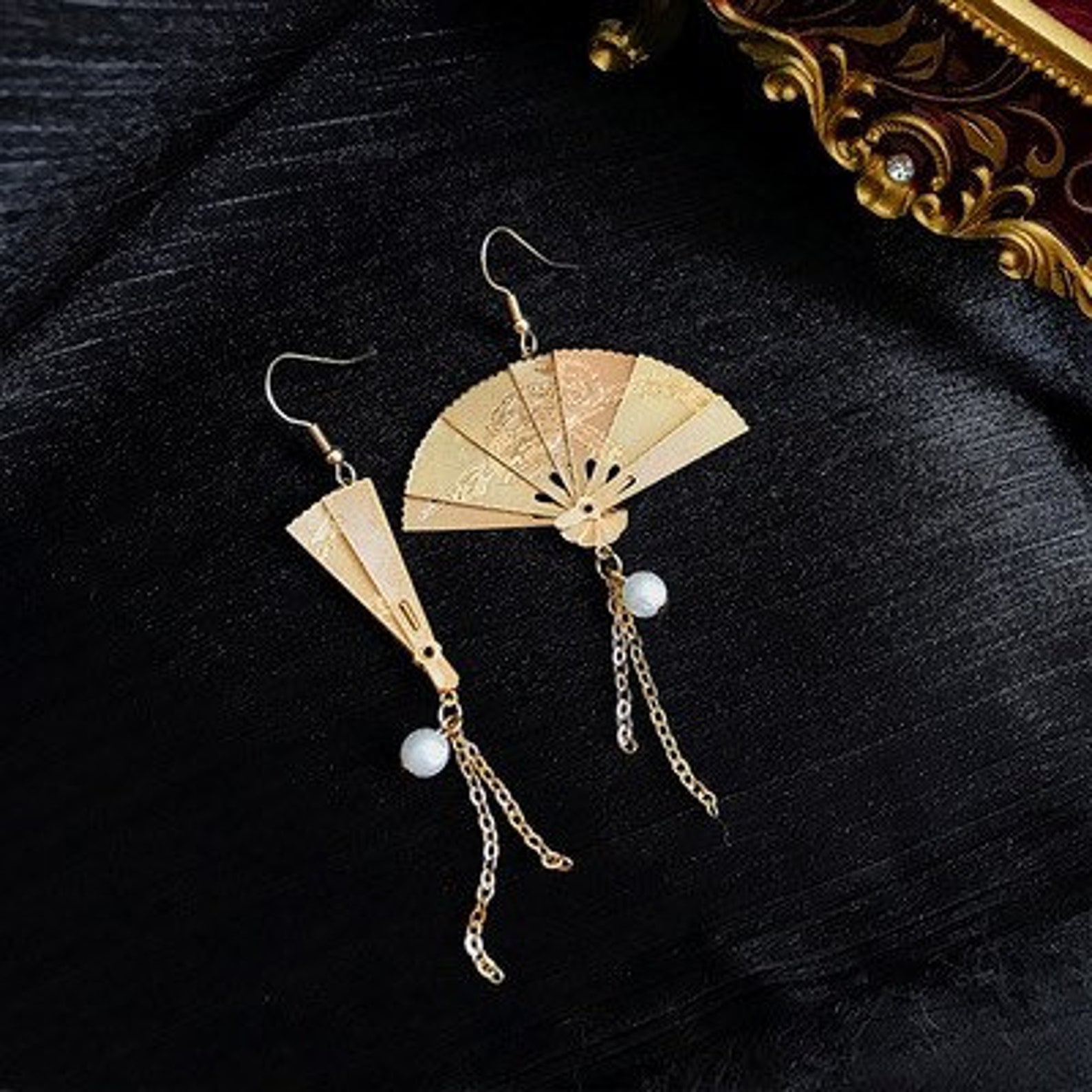 Foldable Creative Fan Earrings Sector Drop Earrings Chinese - Etsy