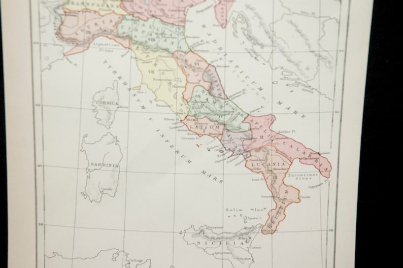 Antique Map of Italy Under Roman Empire During Augustus and Constantine ...