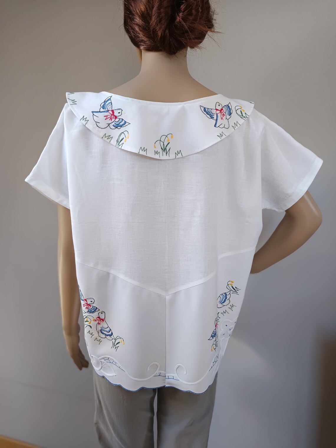 Reworked White Blouse, Upcycled Cotton Blouse - Etsy