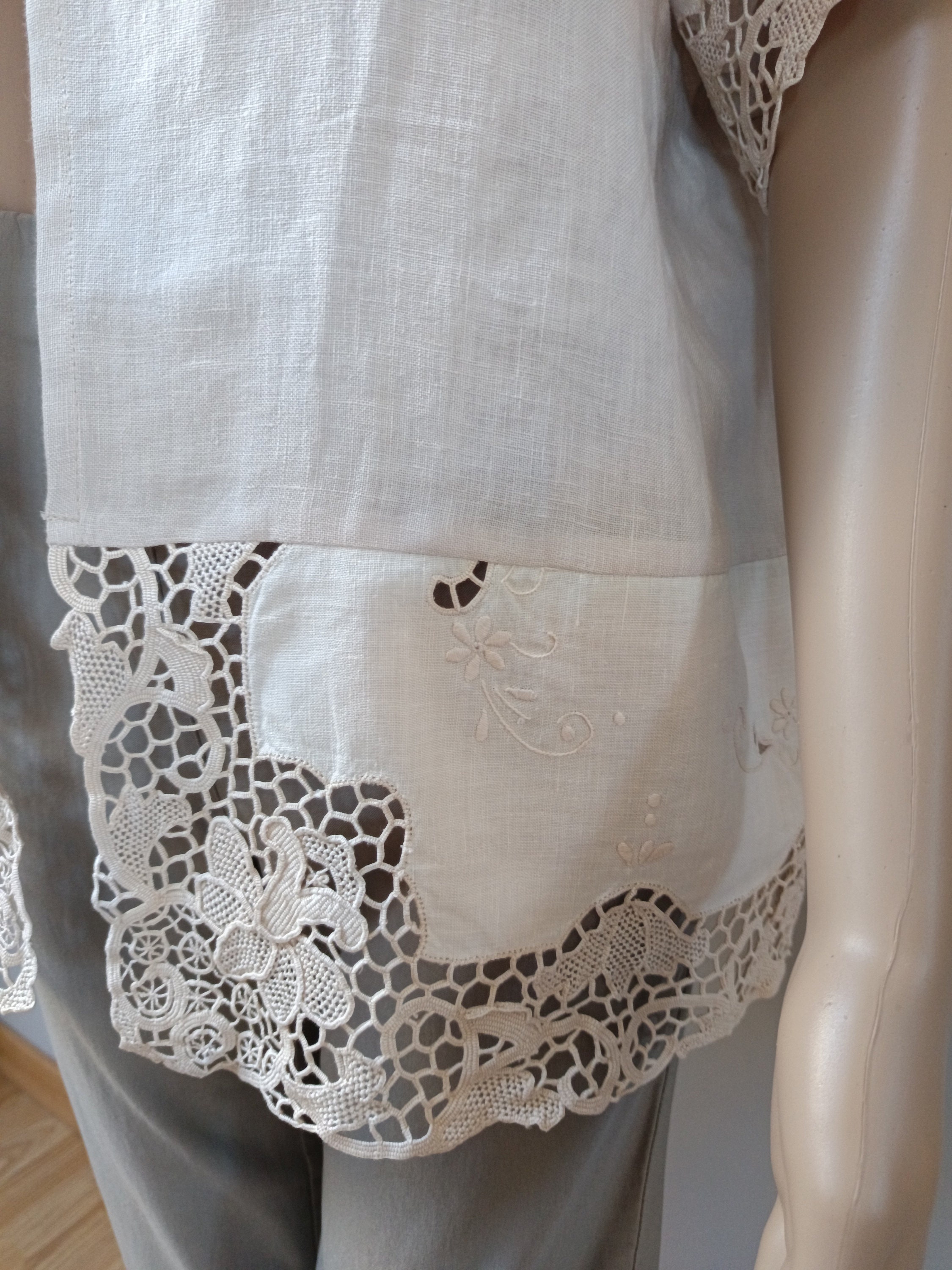 Reworked Linen Blouse, Upcycled Cotton Blouse - Etsy