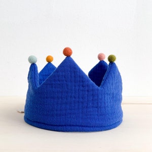 Klein Blue Fabric Crown, Pompoms Fabric Crown for Babies, Organic ...