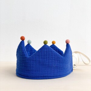 Klein Blue Fabric Crown, Pompoms Fabric Crown for Babies, Organic ...
