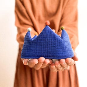 Klein Blue Fabric Crown, Pompoms Fabric Crown for Babies, Organic ...