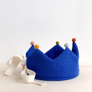 Klein Blue Fabric Crown, Pompoms Fabric Crown for Babies, Organic ...